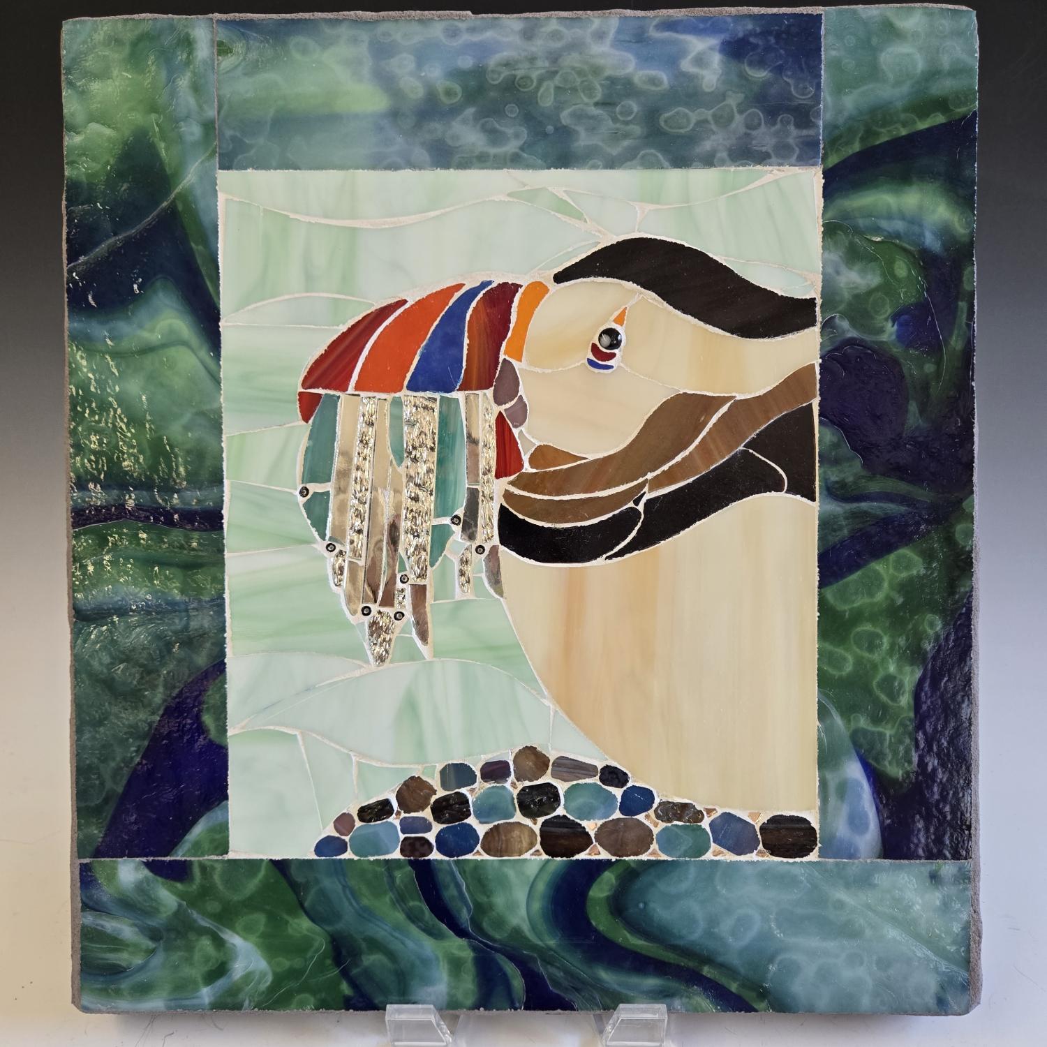 Puffin Portrait Mosaic by Marguerite Buck-Bauer